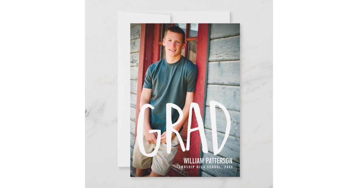 Modern Grad Guy Photo Graduation Party Invitation | Zazzle