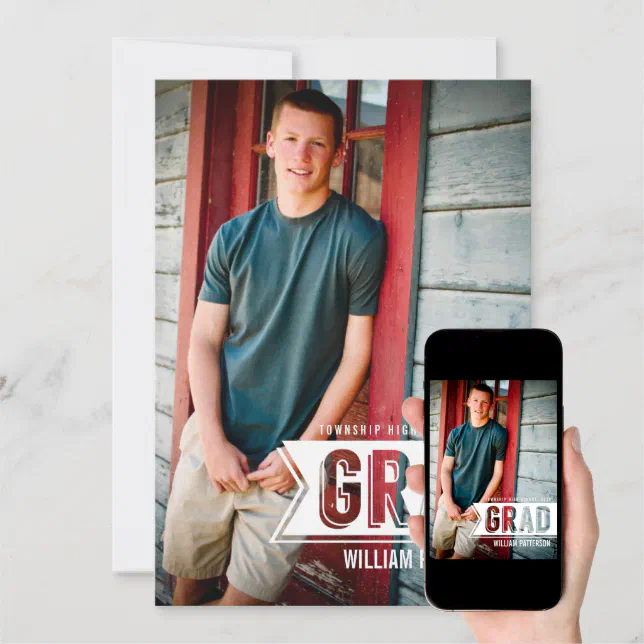 Modern Grad Guy Photo Graduation Party Invitation | Zazzle