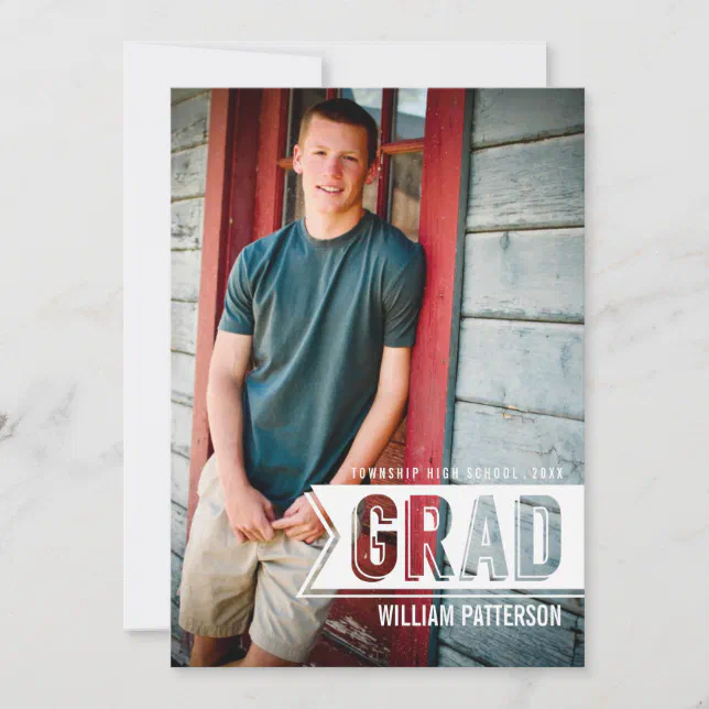 Modern Grad Guy Photo Graduation Party Invitation | Zazzle