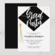 Modern GRAD Hat Cap Black Gold Graduation Party Invitation | Zazzle