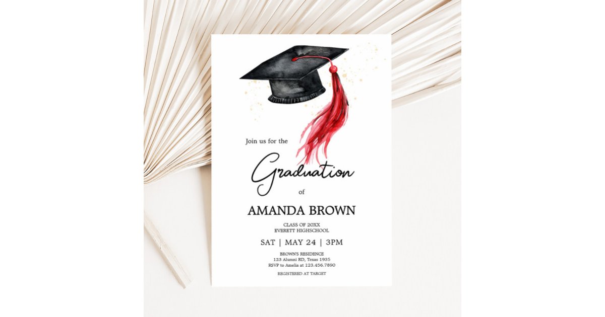 Modern Grad Hat Graduation Party Invitation | Zazzle
