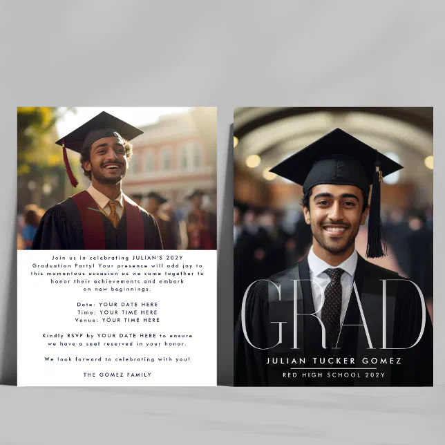 MODERN GRAD High School Photo GRADUATION PARTY Announcement | Zazzle