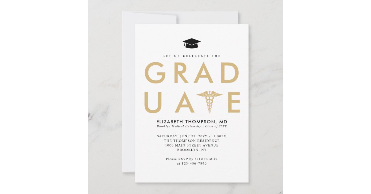 Modern Grad Medical School Doctor Graduation Party Invitation | Zazzle