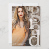 Modern GRAD Overlay Gray Graduation Announcement | Zazzle