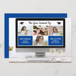 Modern Grad Photo Collage Funny Graduation Party Invitation | Zazzle