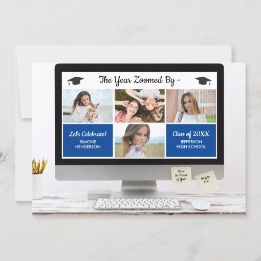 Modern Grad Photo Collage Funny Graduation Party Invitation | Zazzle