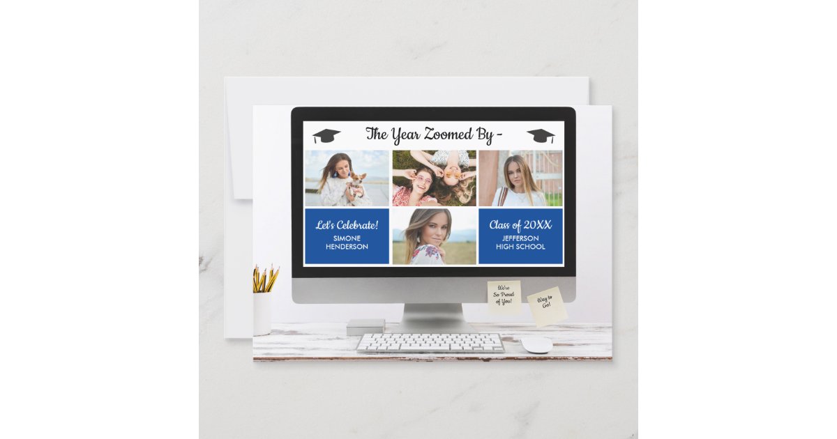 Modern Grad Photo Collage Funny Graduation Party Invitation | Zazzle