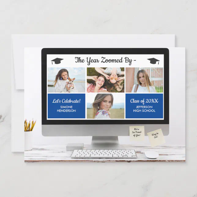 Modern Grad Photo Collage Funny Graduation Party Invitation | Zazzle