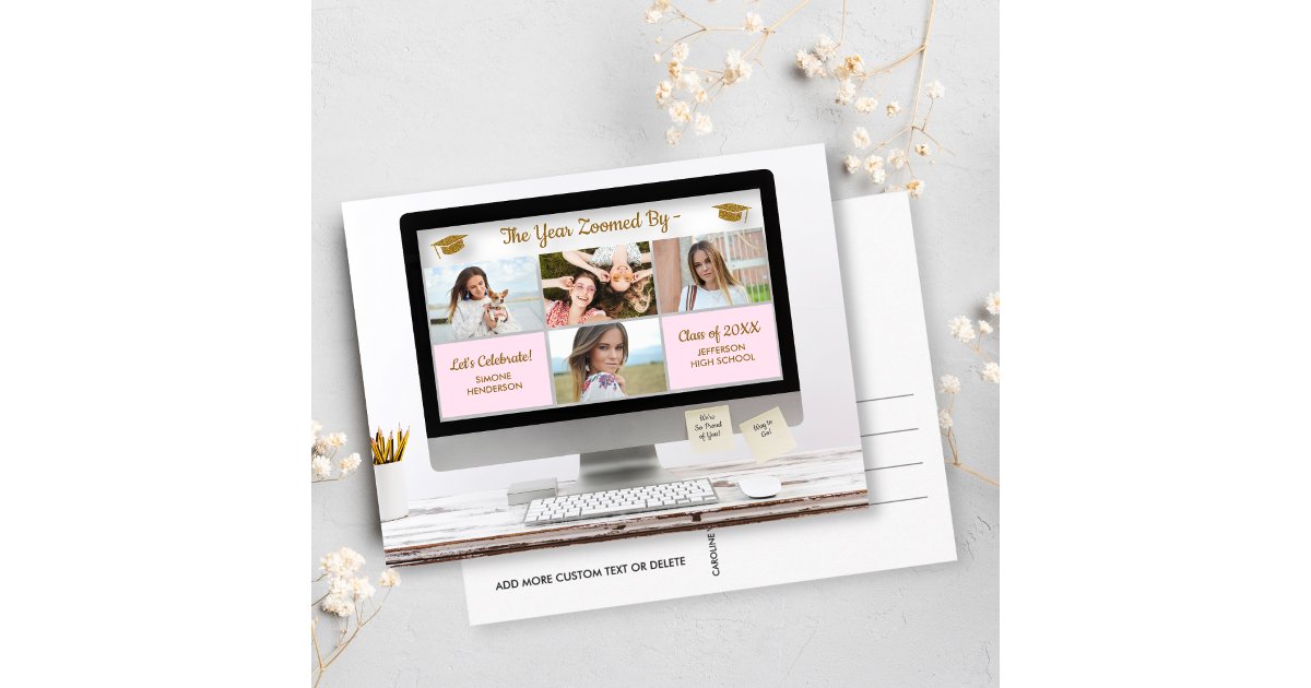 Modern Grad Photo Collage Funny Graduation Party Postcard | Zazzle