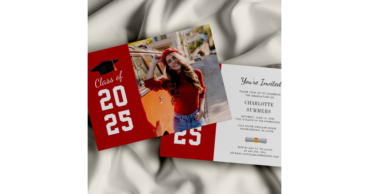 Modern Grad Photo Graduation 2025 Party Invitation | Zazzle