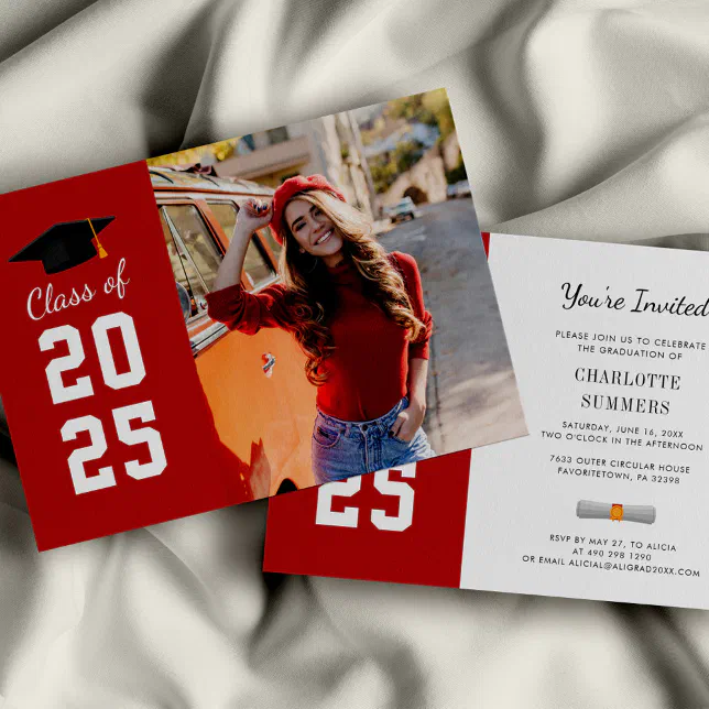 Modern Grad Photo Graduation 2025 Party Invitation | Zazzle