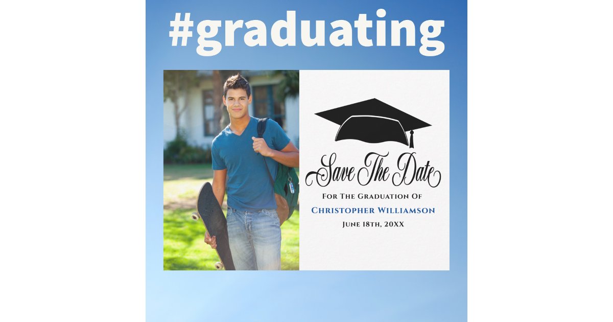 Modern Grad Photo Graduation Save The Date | Zazzle