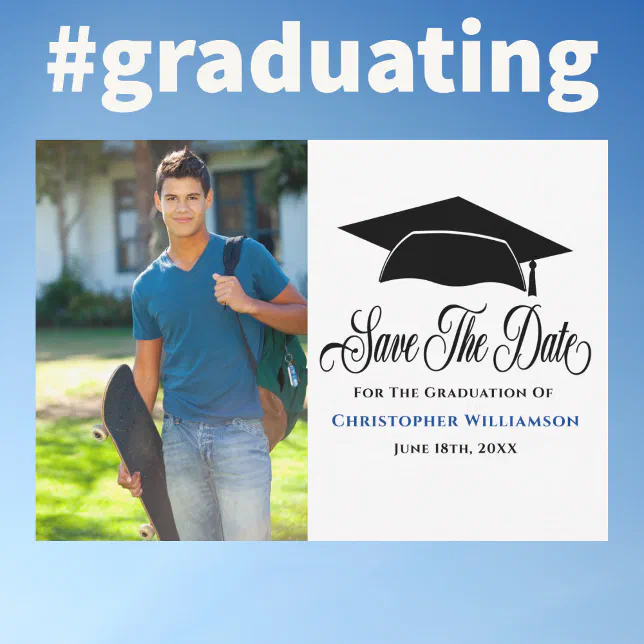 Modern Grad Photo Graduation Save The Date | Zazzle