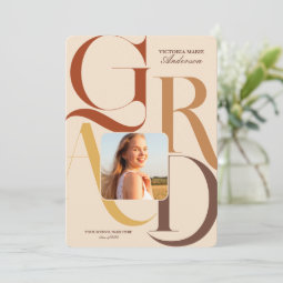 Modern Grad Typography Photo Graduation Announcement | Zazzle