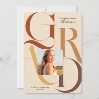 Modern Grad Typography Photo Graduation Announcement | Zazzle