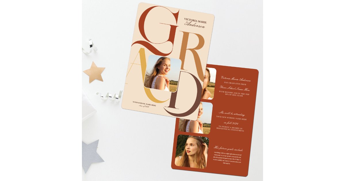 Modern Grad Typography Photo Graduation Announcement | Zazzle