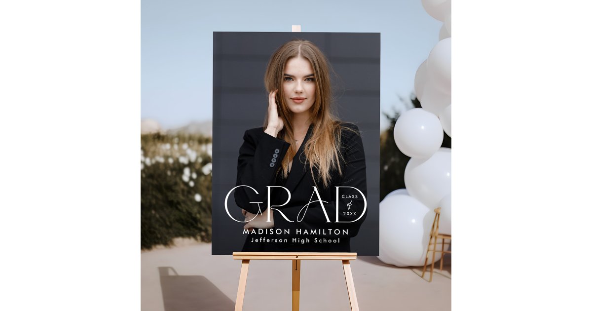 Modern Grad Typography Photo Graduation Foam Board | Zazzle