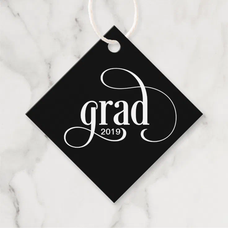 Modern Grad Typography with Class Year Favor Tags | Zazzle