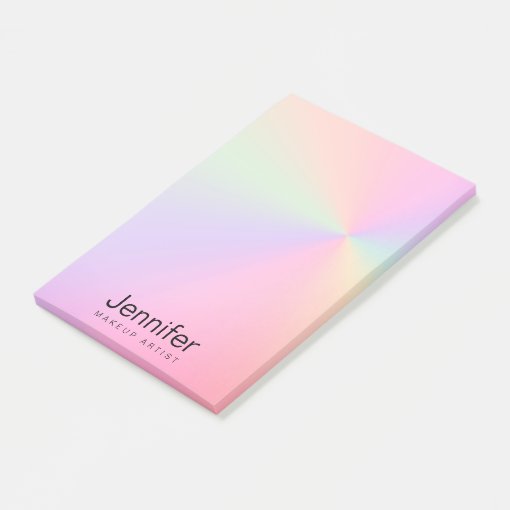 Modern gradient colorful holographic makeup artist post-it notes | Zazzle