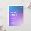 Modern Gradient Happy Hour (Blue) Invitation | Zazzle