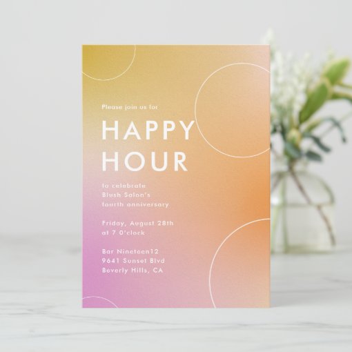 Modern Gradient Happy Hour Invitation | Zazzle