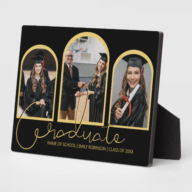 Modern Graduate | 3 Arched Photo Collage Plaque | Zazzle
