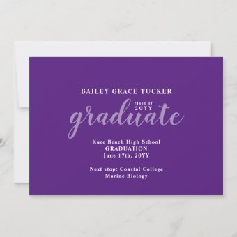 Modern Graduate 3-Photo Collage Purple Graduation Announcement | Zazzle