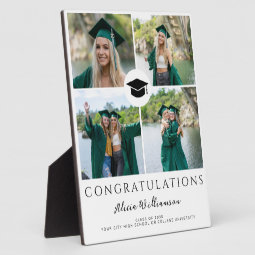 Modern graduate 4 photo collage chic graduation plaque | Zazzle