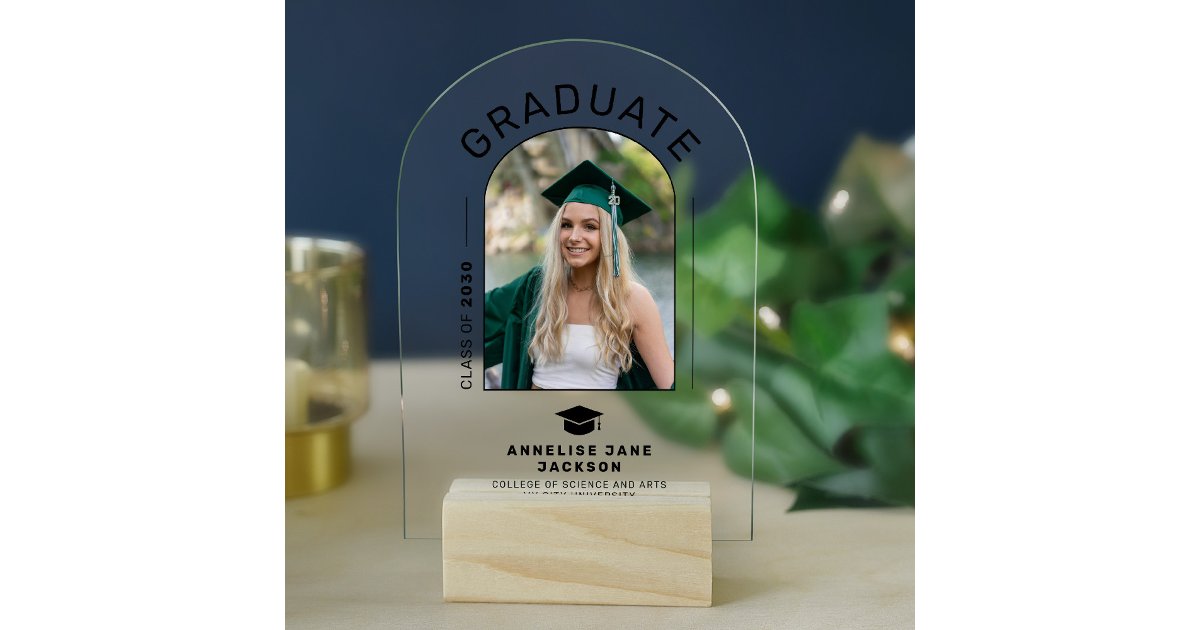 Modern graduate arch photo graduation announcement | Zazzle