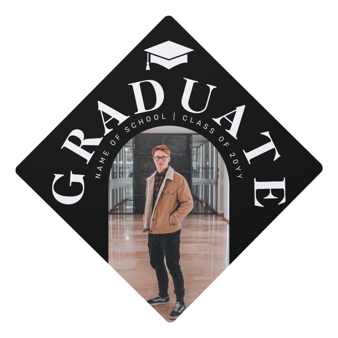 Modern Graduate Arch Photo Graduation Cap Topper | Zazzle