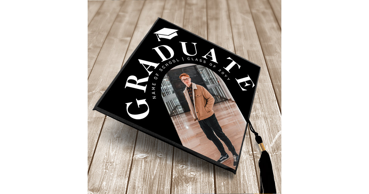 Modern Graduate Arch Photo Graduation Cap Topper | Zazzle