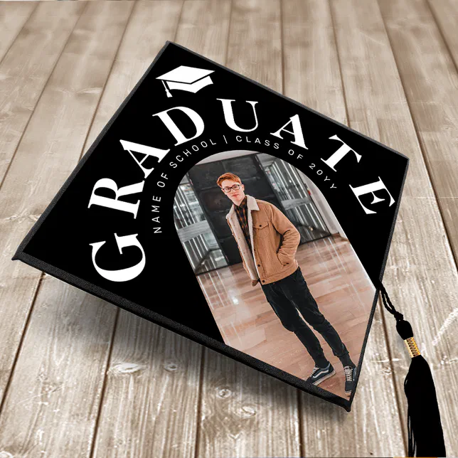 Modern Graduate Arch Photo Graduation Cap Topper | Zazzle