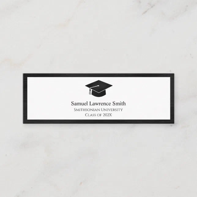 Modern Graduate Class of Name Card Insert Black | Zazzle