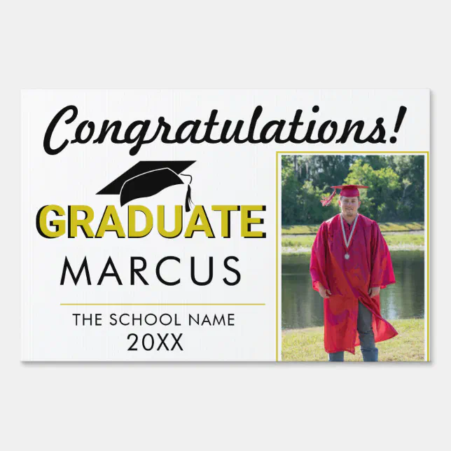 Modern Graduate Congratulations Graduation Photo Sign | Zazzle