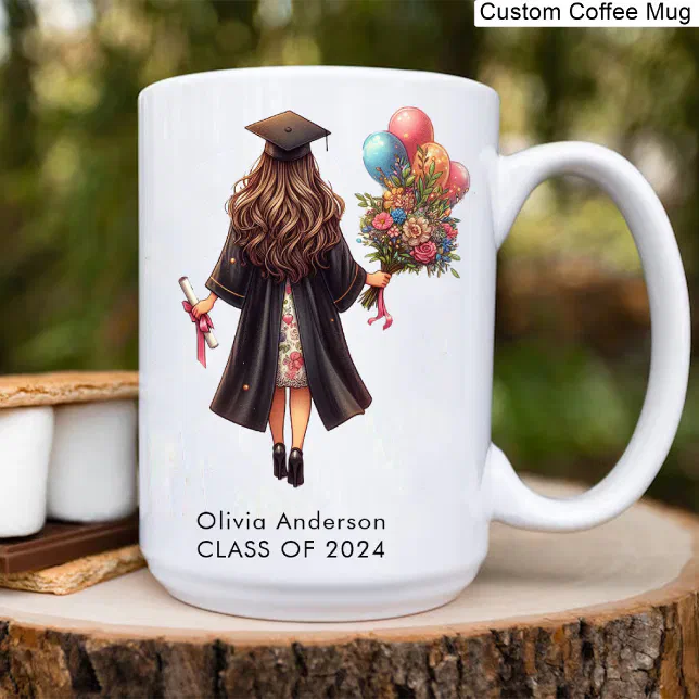 Modern Graduate Girl Watercolor Graduation Coffee Mug | Zazzle