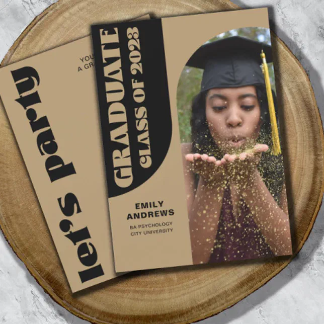 Modern Graduate Gold Arch & Photo Grad Party Invitation | Zazzle