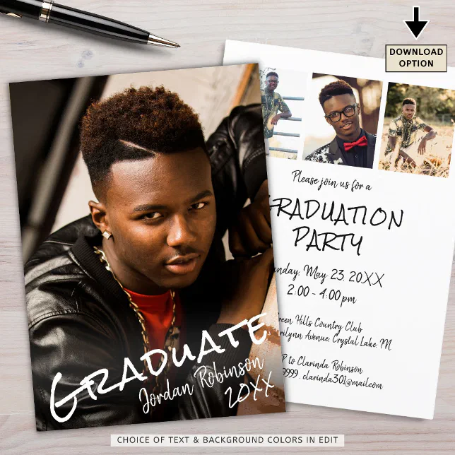 Modern Graduate Hand Lettered Script Party Invitation | Zazzle