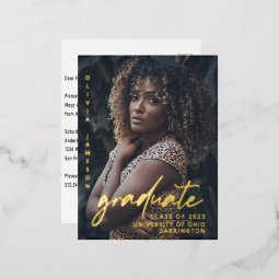 Modern Graduate Handwritten Script | Photo Overlay Foil Invitation ...
