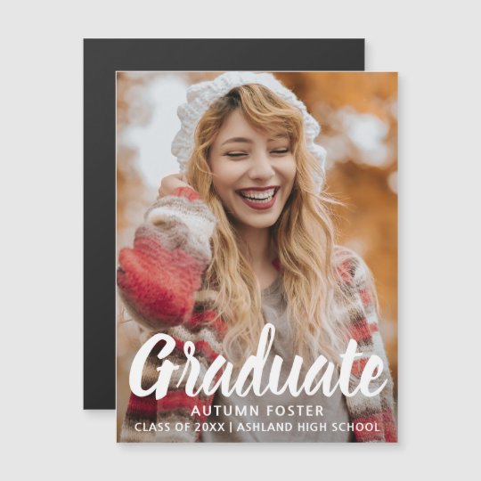 Modern Graduate Overlay Photo Graduation Magnetic Invitation | Zazzle.com