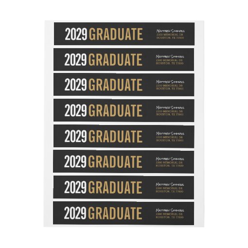 Modern Graduate Personalized Return Address Wrap Around Label | Zazzle