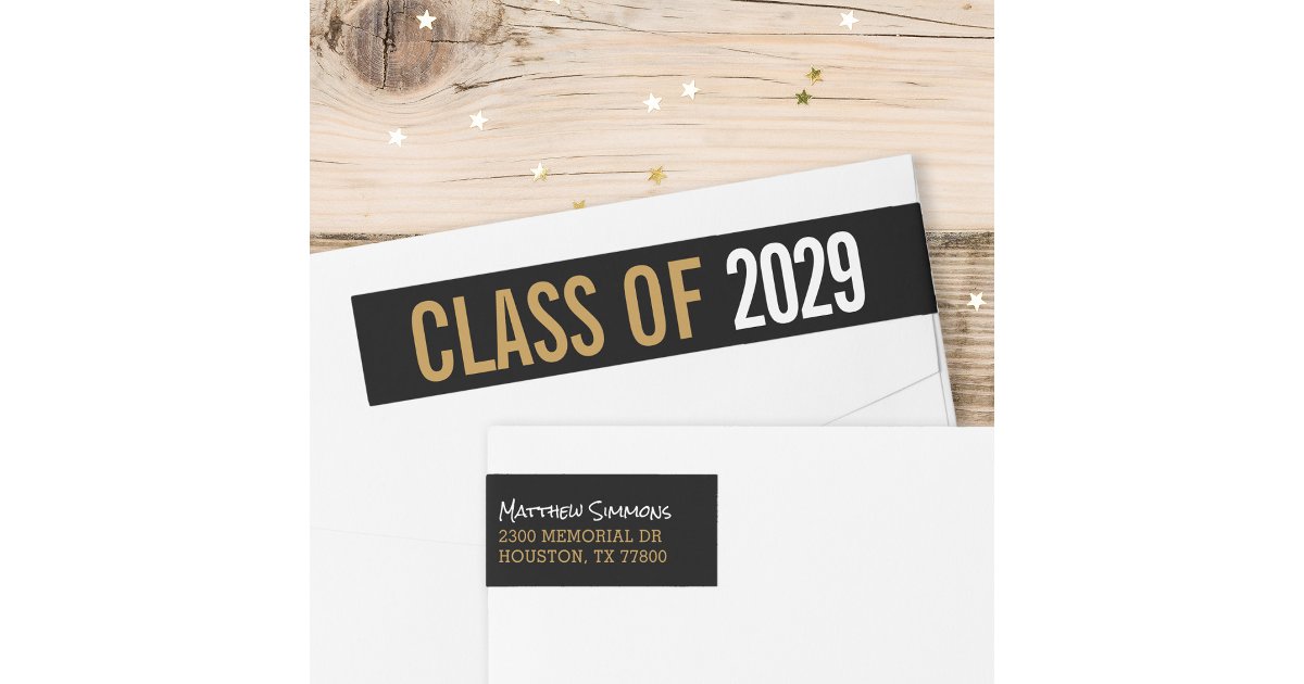 Modern Graduate Personalized Return Address Wrap Around Label | Zazzle