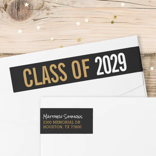Modern Graduate Personalized Return Address Wrap Around Label | Zazzle
