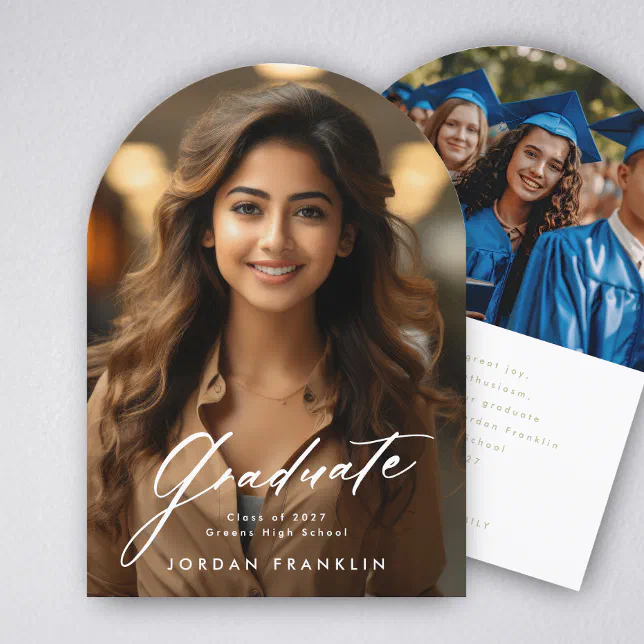 Modern Graduate Photo Arch Graduation Announcement | Zazzle