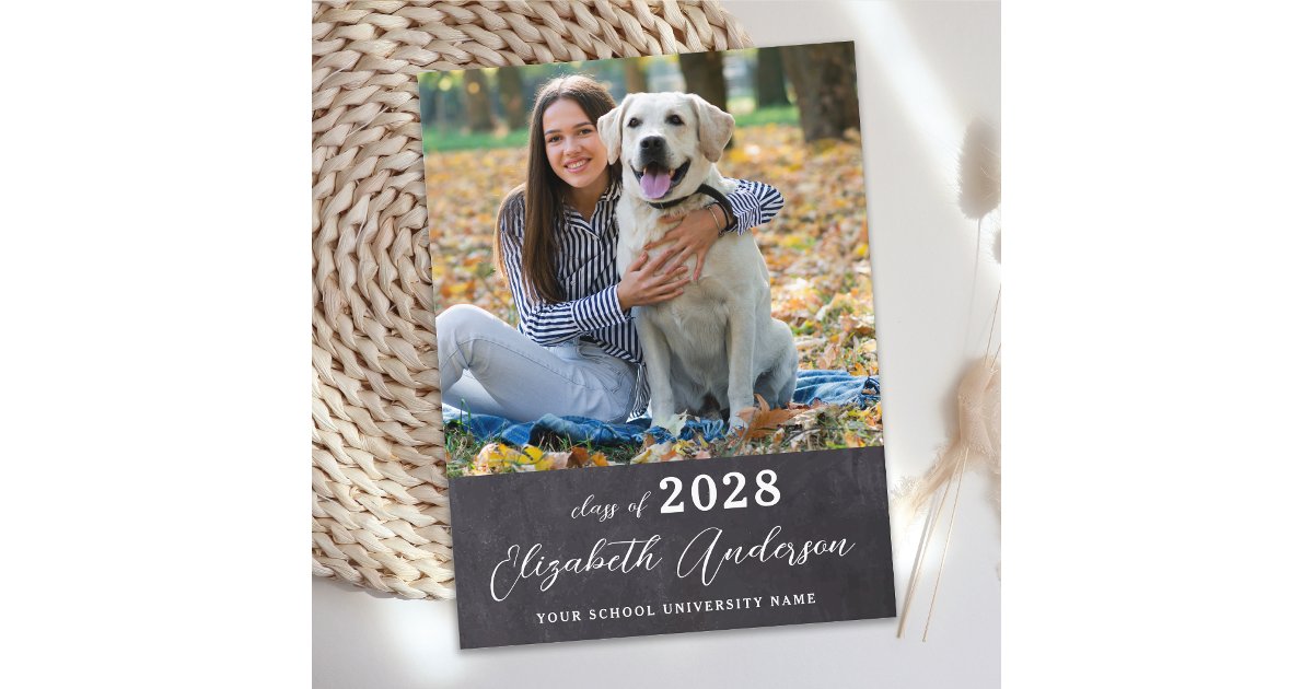 Modern Graduate Photo Custom Chalkboard Graduation Announcement ...