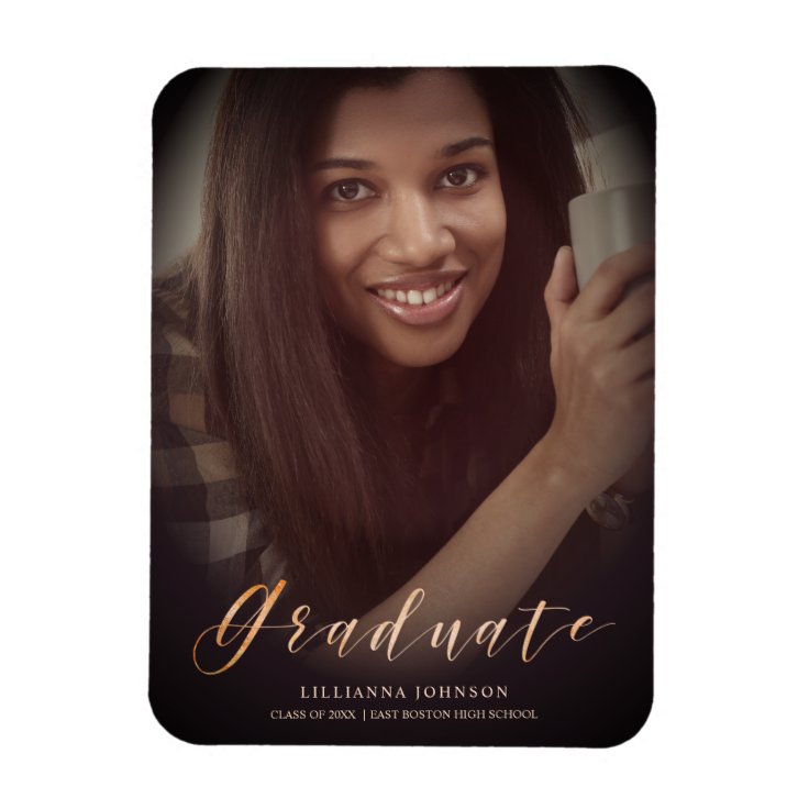 Modern Graduate Photo Elegant Typography Script Magnet | Zazzle