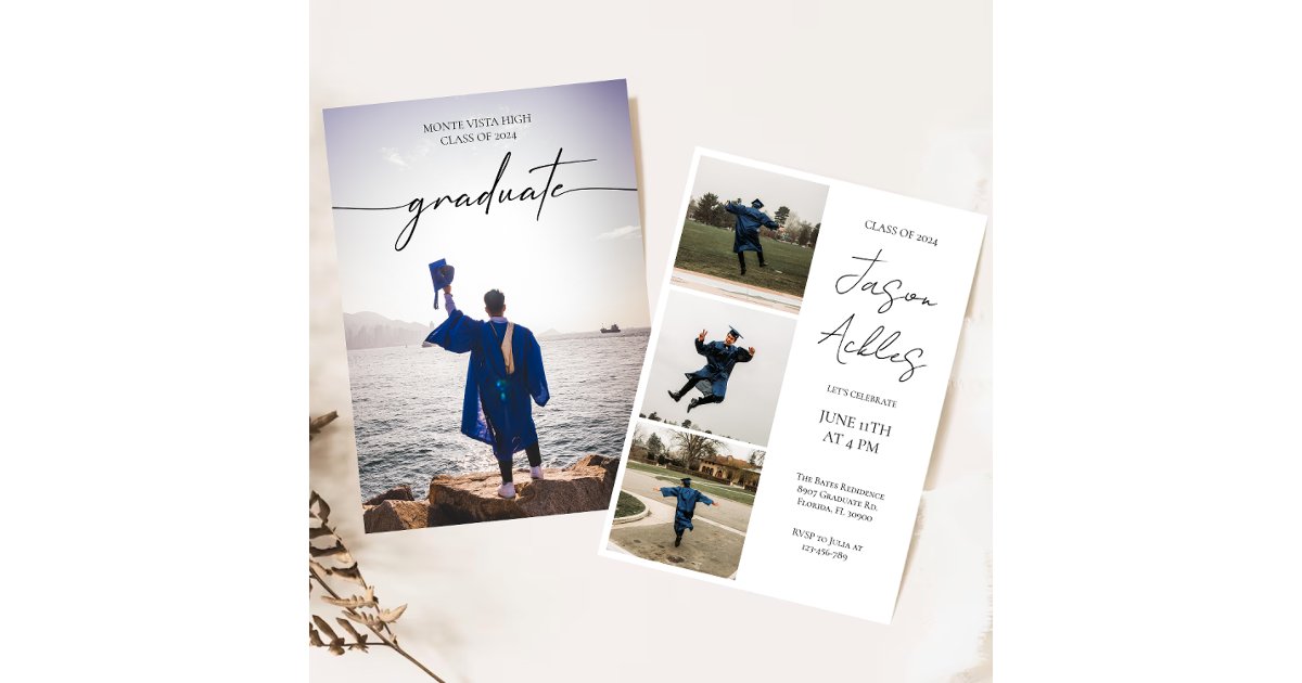 Modern Graduate Photo Graduation Announcement | Zazzle