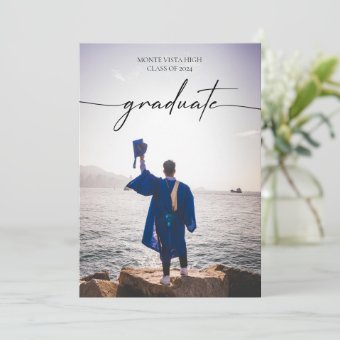 Modern Graduate Photo Graduation Announcement | Zazzle