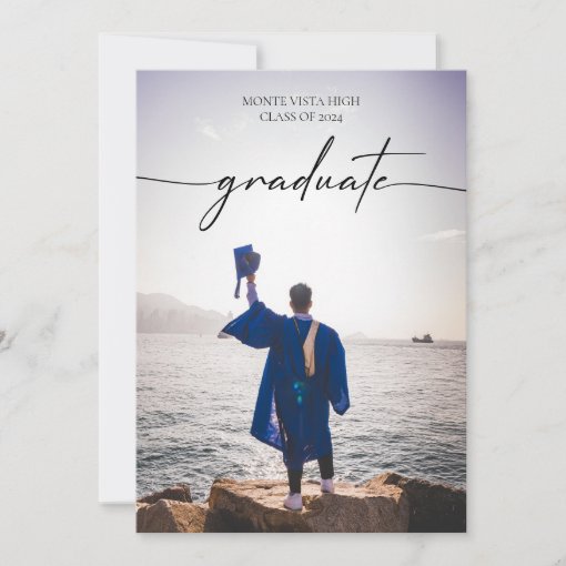 Modern Graduate Photo Graduation Announcement | Zazzle