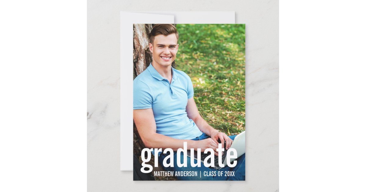 Modern Graduate Photo Graduation Announcement Card | Zazzle