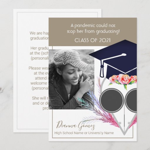Modern Graduate Photo Pandemic Graduation Announcement | Zazzle